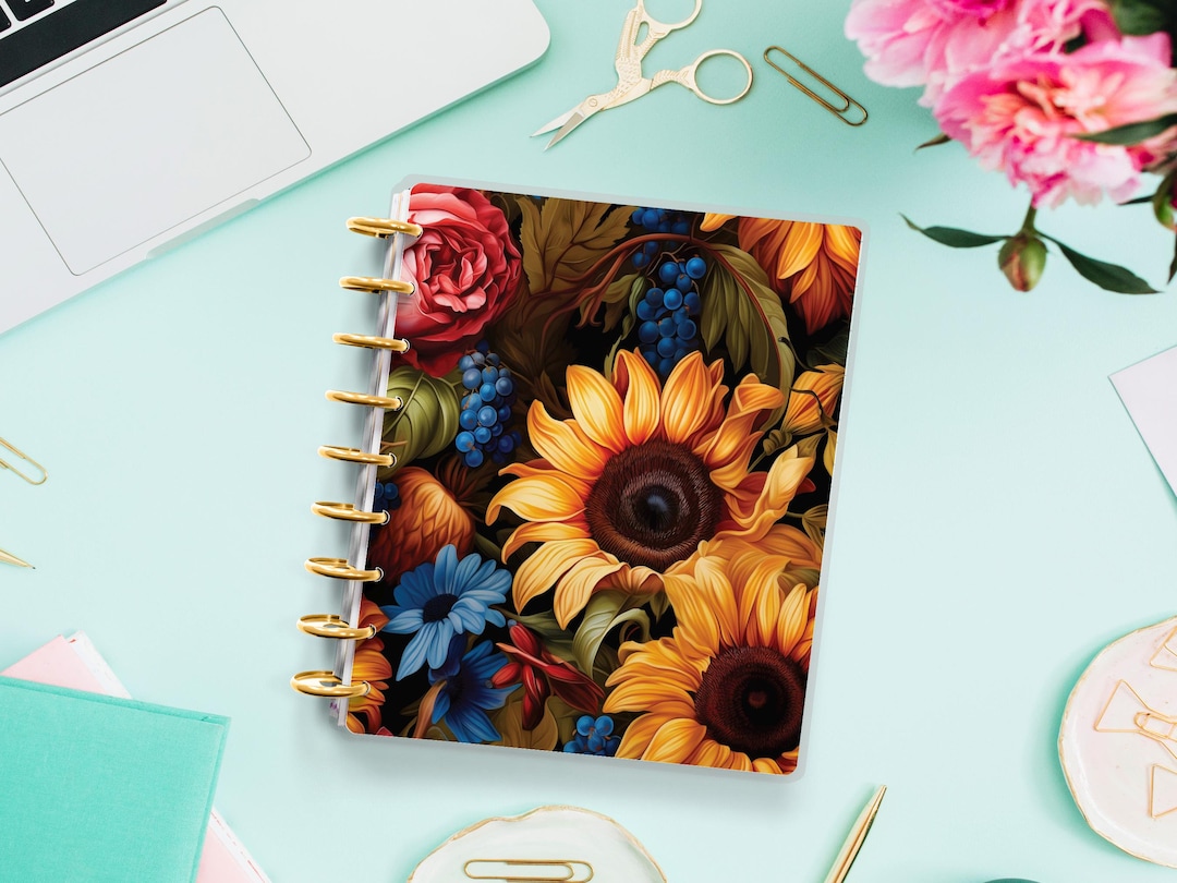 Sunflower Planner Cover for Disc Bound Planner | Planner Cover for ...
