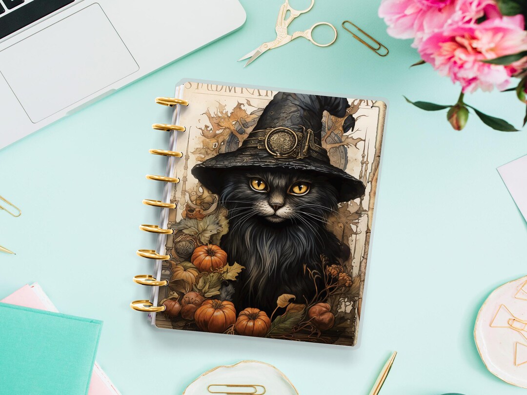 Black Cat Witch Hat Planner Cover: Disc Bound or Spiral - Etsy