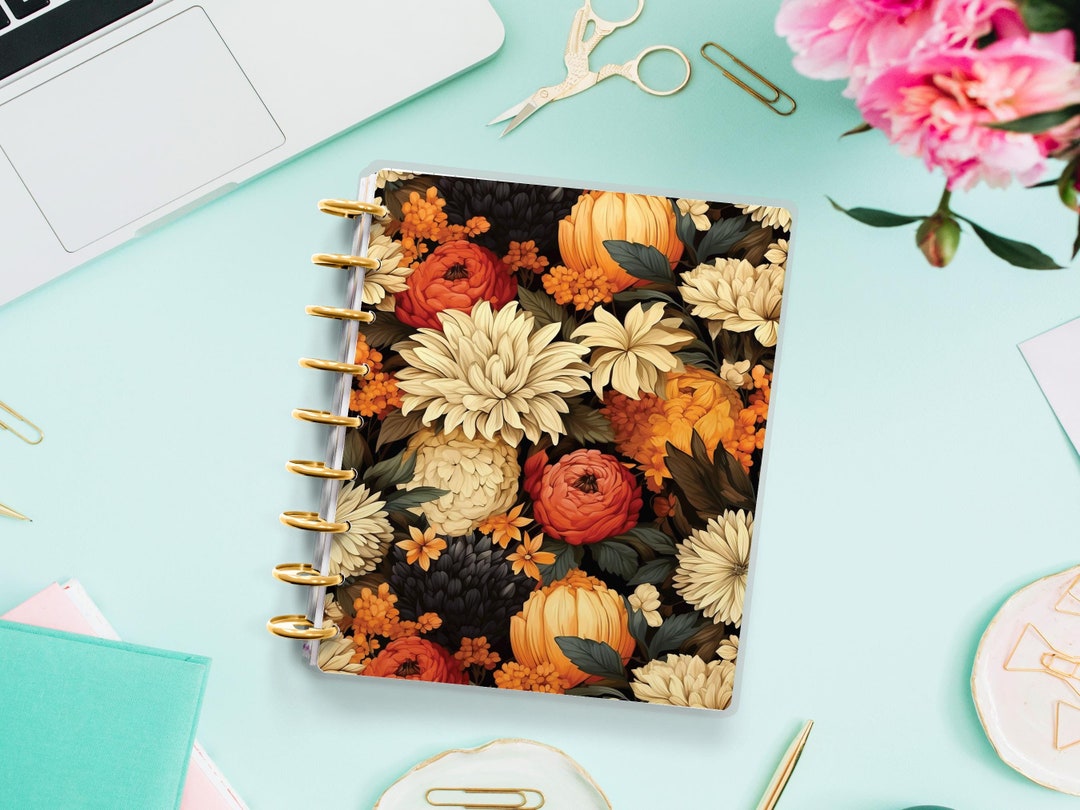 Autumn Flowers Planner Cover for Disc Bound Planner | Planner Cover for ...
