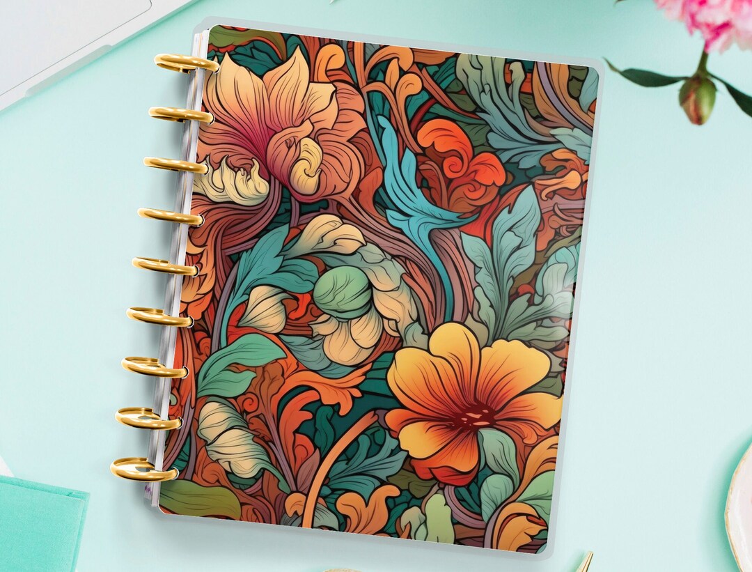 Abstract Flower Planner Cover for Disc Bound Planner | Planner Cover ...