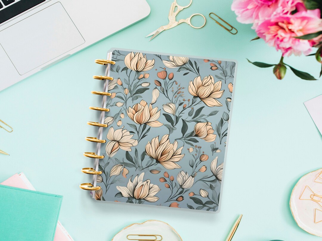 White Flower Planner Cover for Disc Bound Planner | Planner Cover for ...