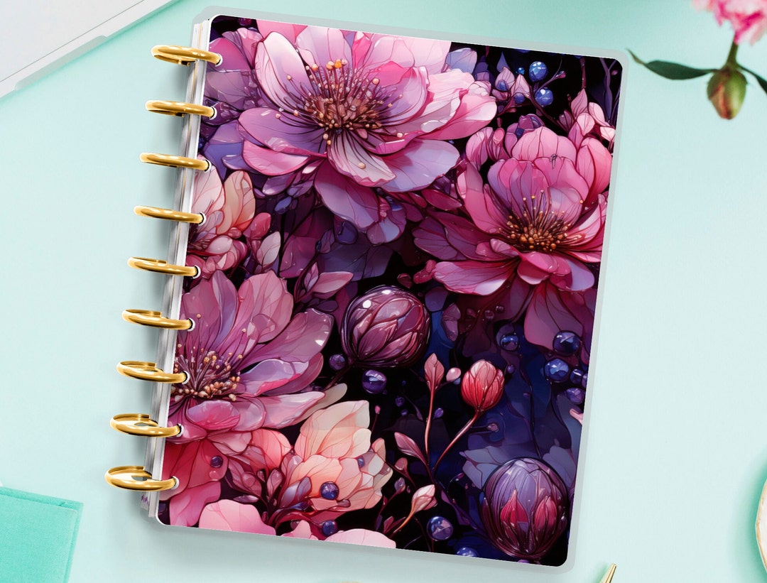 Pink Flower Planner Cover for Disc Bound Planner | Planner Cover for ...