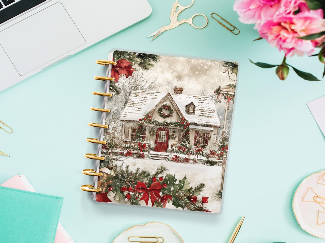 White Christmas Planner Cover for Disc Bound Planner | Planner Cover ...