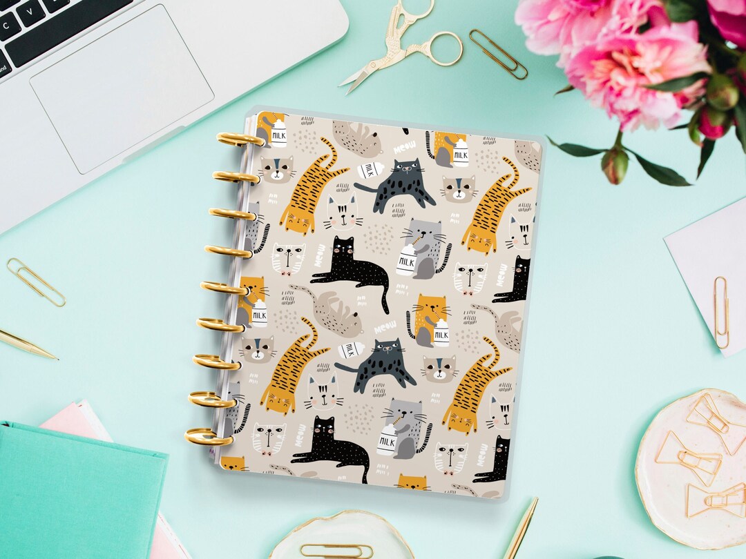 Cute Cats Planner Cover for Disc Bound Planner | Planner Cover for ...