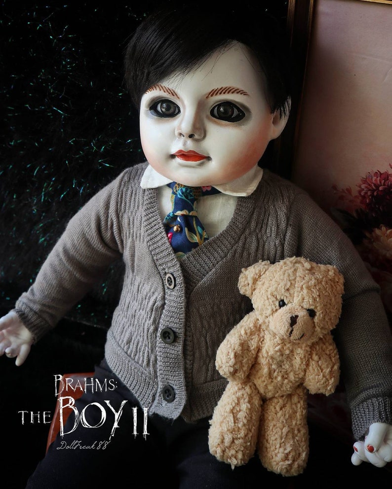 The Boy BRAHMS 2 OOAK Creepy Doll With Gray Cardigan and Teddy - Etsy