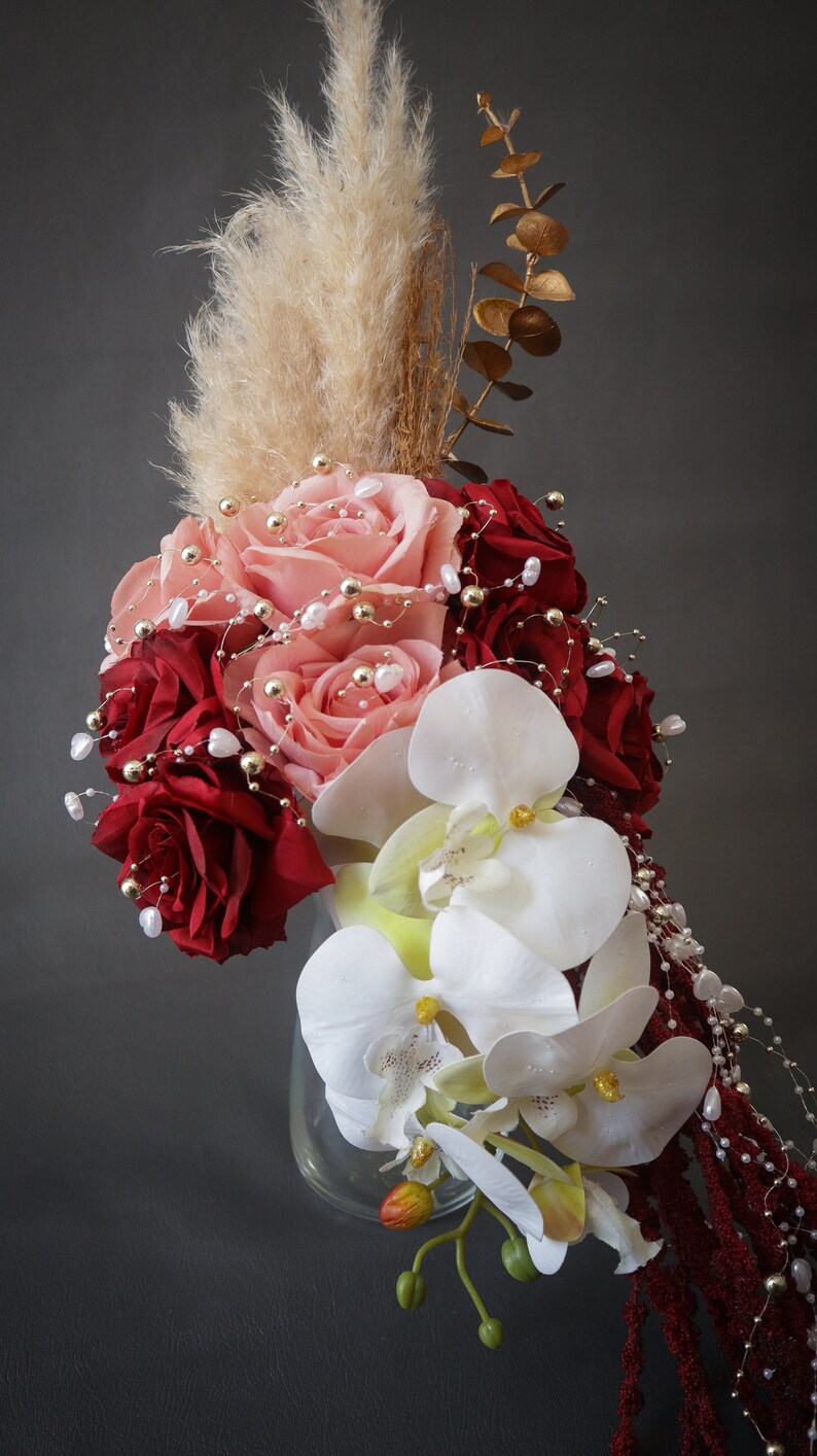 Beautiful Maroon Pink Luxurious Bouquet With Pearls - Etsy