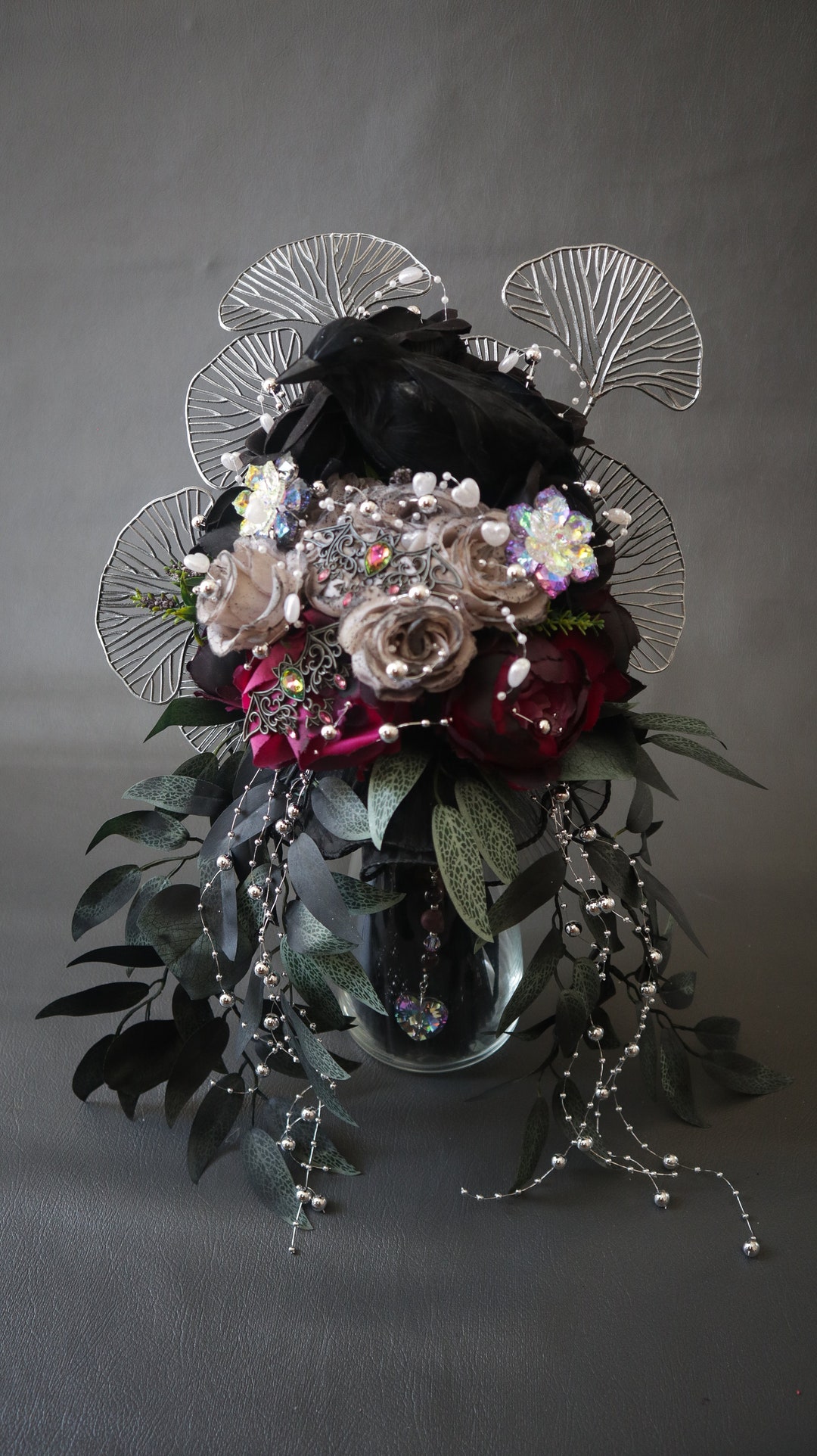 DARK MOOD CROW Luxurious Gothic Bouquet With Real Swarovski - Etsy