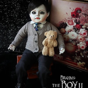 The Boy BRAHMS 2 OOAK Creepy Doll With Gray Cardigan and Teddy Bear - Etsy
