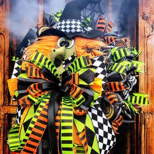 Whimsical Halloween Witch Wreath - Spooky Front Door Decor for Trick-or ...