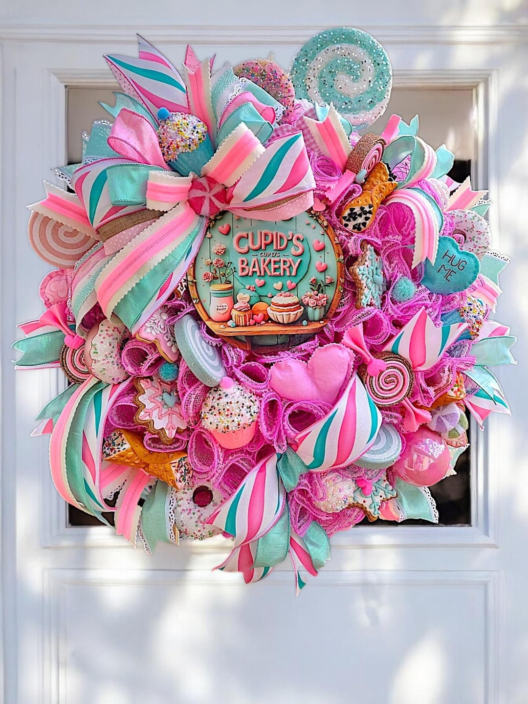 Valentine Wreath,candy Land Valentines Day Wreath, Cupid's Bakery ...