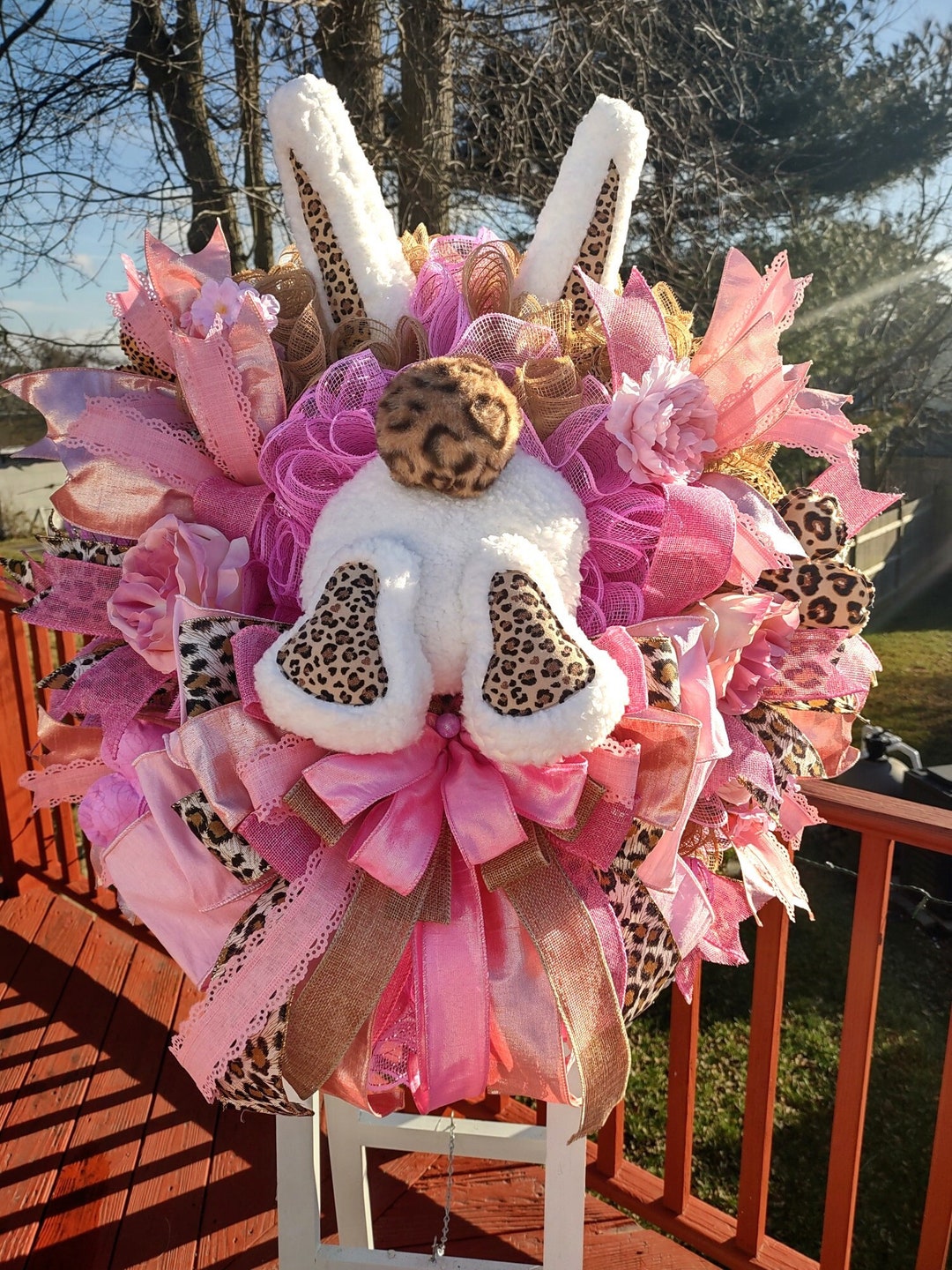Bunny Butt Wreath, Leopard Bunny Wreath,bunny Decor,easter Bunny for Front Door, Bunny ...