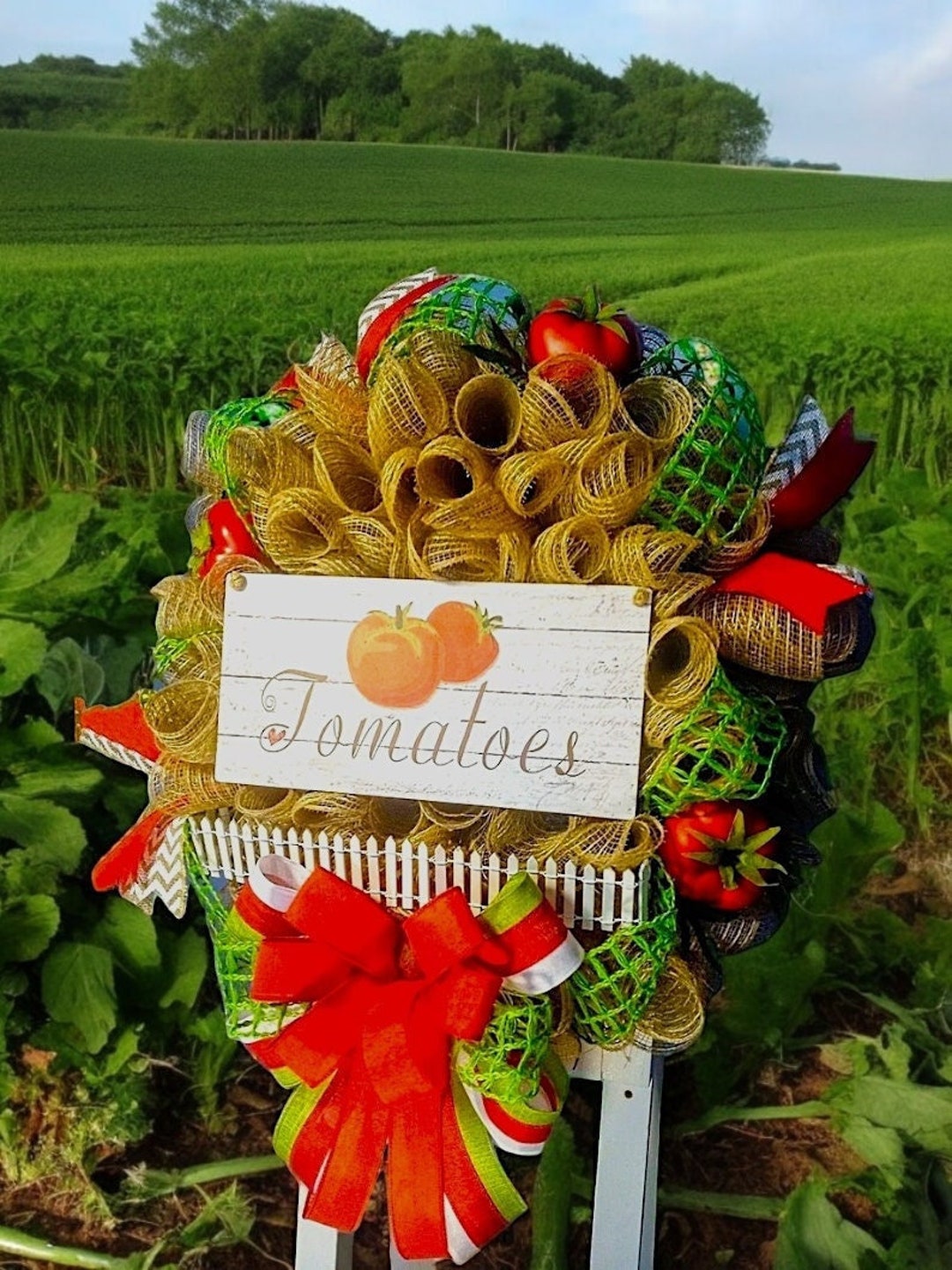 Tomato Wreath,vegetable Gardner Decor, Farmhouse Door Decor, Tomato ...