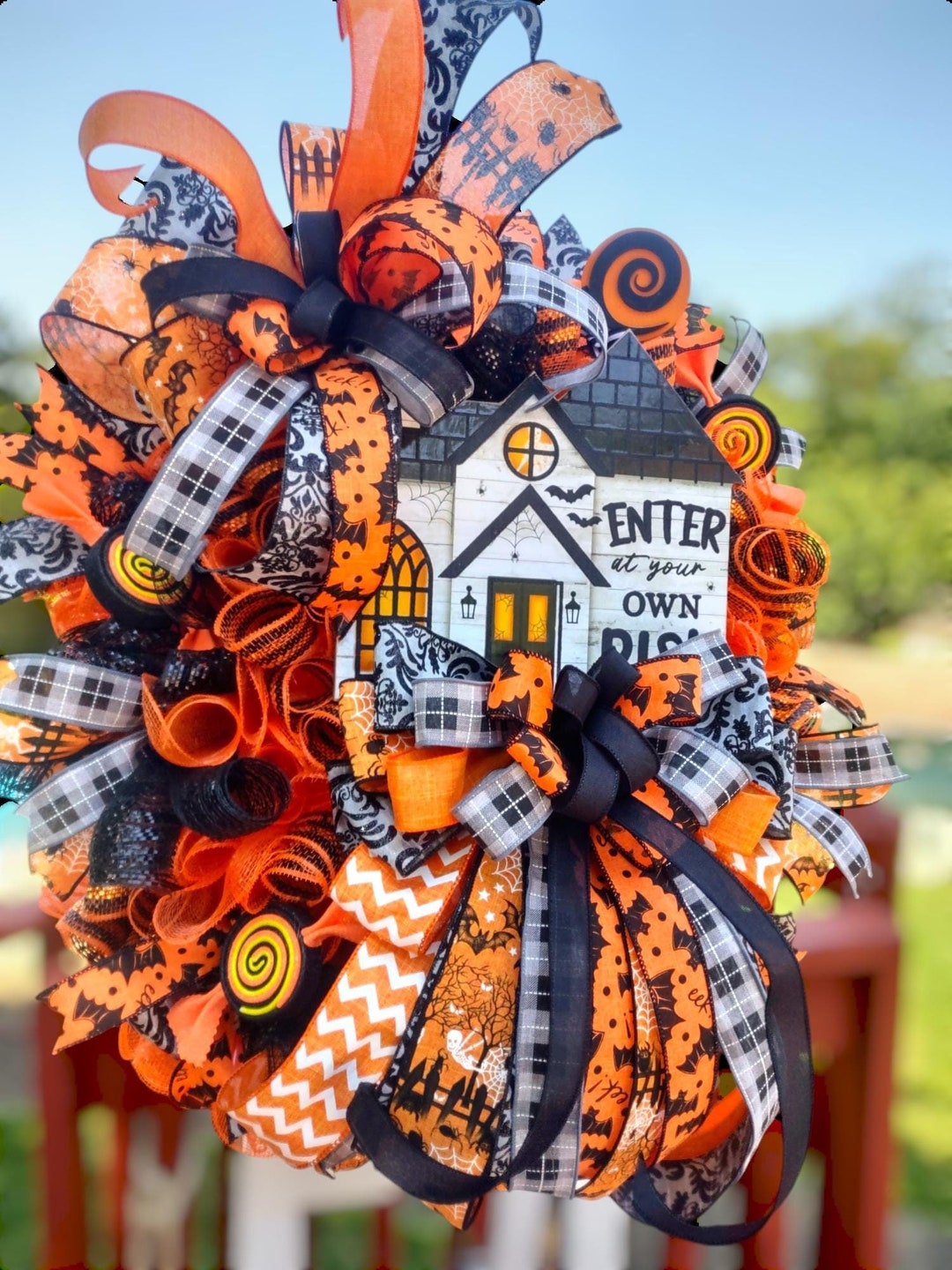 Eerie Haunted House Wreath: Spooky Front Door Decor for Halloween and ...