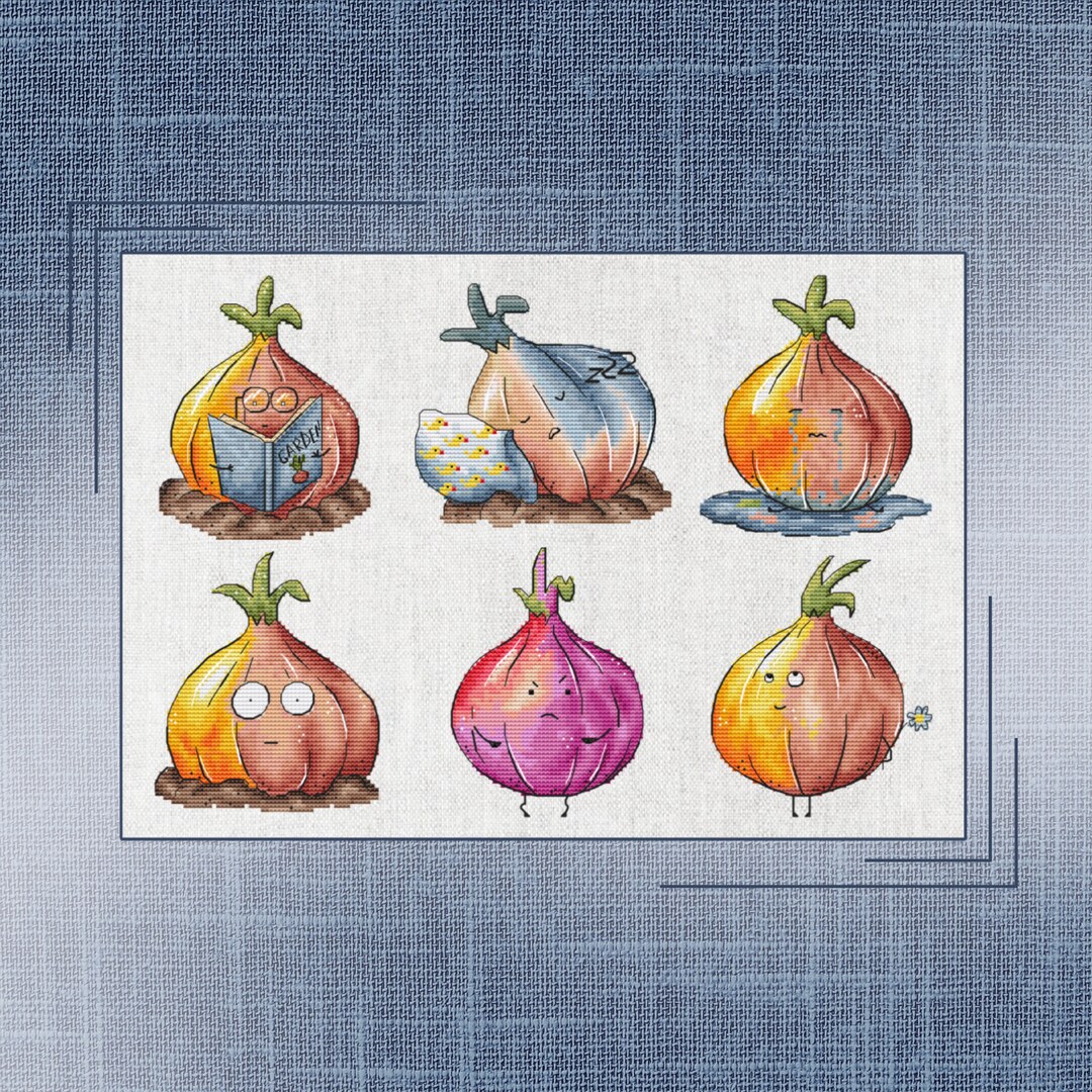 Whimsical Onion Characters Cross-stitch Pattern Set, Cute Veggie ...