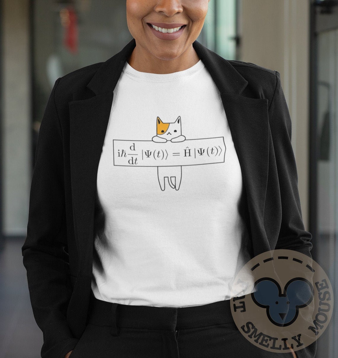 Schrödinger Equation Shirt - Unisex - Quantum Mechanics and Cute Cat T ...