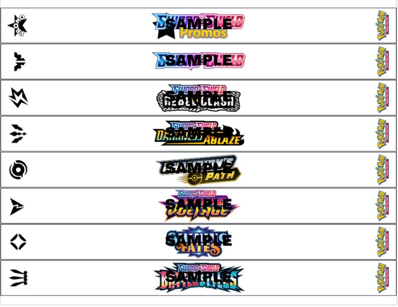 Pokemon Binder Labels (sword & Shield) - Etsy