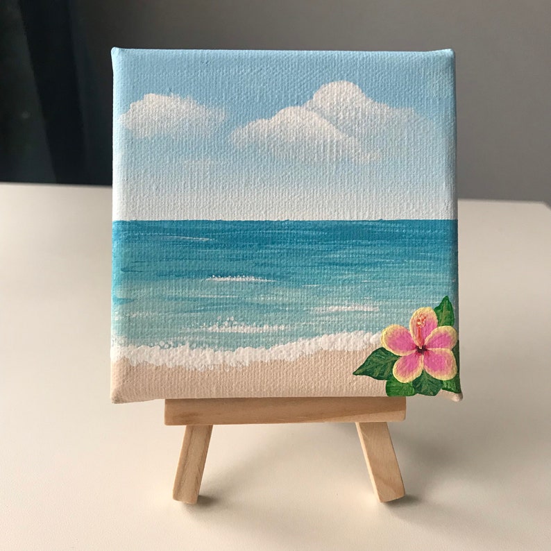 MADE TO ORDER 4x4 Mini Canvas Beach Scene Acrylic Painting - Etsy