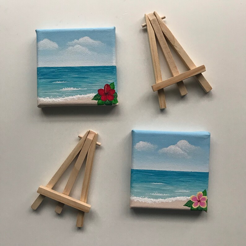 MADE TO ORDER 4x4 Mini Canvas Beach Scene Acrylic Painting - Etsy