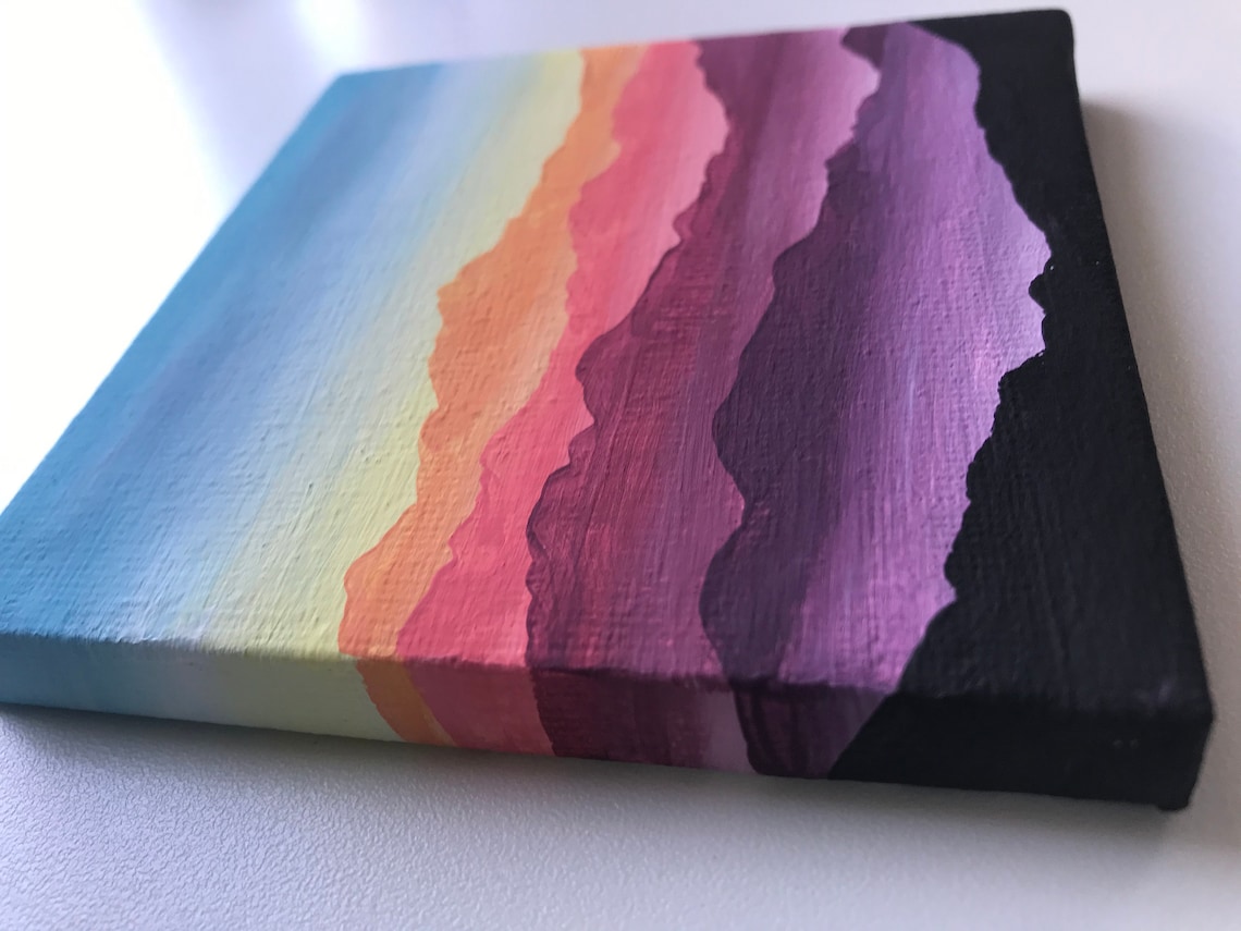 MADE TO ORDER 4x4 Mini Canvas Colorful Mountain Layers - Etsy