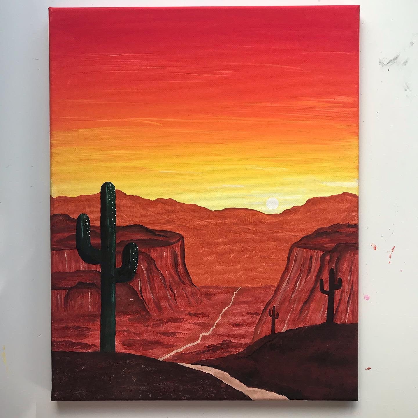 Cactus Sunset Painting