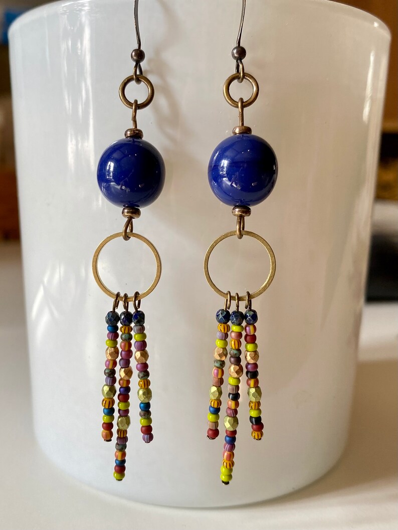 Colorful and Stylish Seed Bead Drop Earrings - Etsy