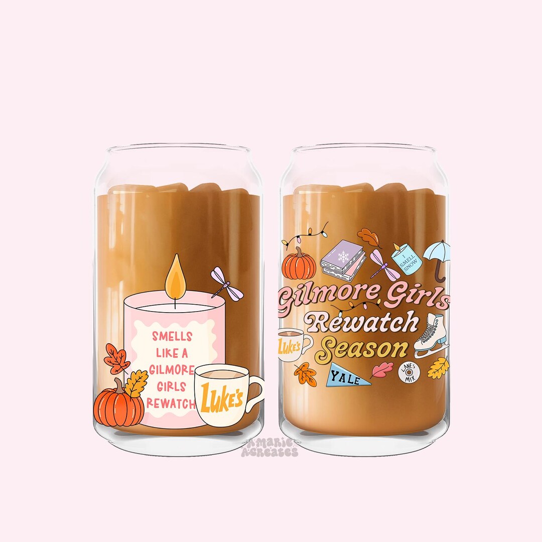 Gilmore Girls Rewatch Season Glass Cup, Cozy Rewatch Season, Coffee ...