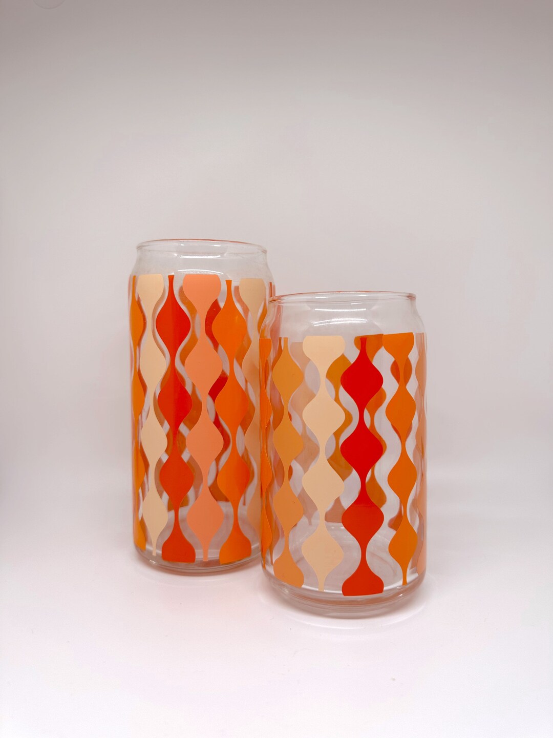 Off the Hook Glass Cup Retro Glass Cup Retro Pattern Glass - Etsy