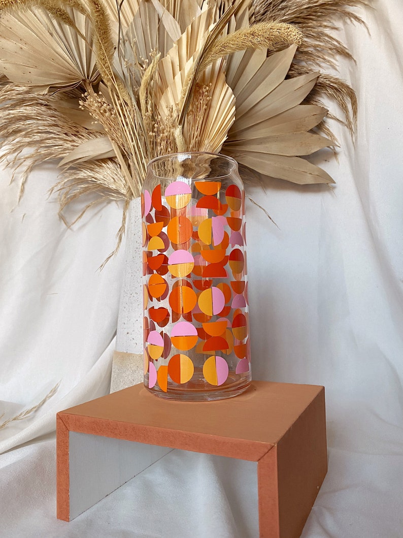 Livin' in Color Glass Cup Retro Glass Cup Retro Pattern - Etsy