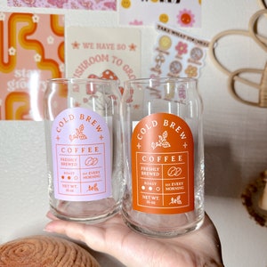 Cold Crew Glass Cup, Iced Coffee Glass Cup, Trendy Glass Cup ...