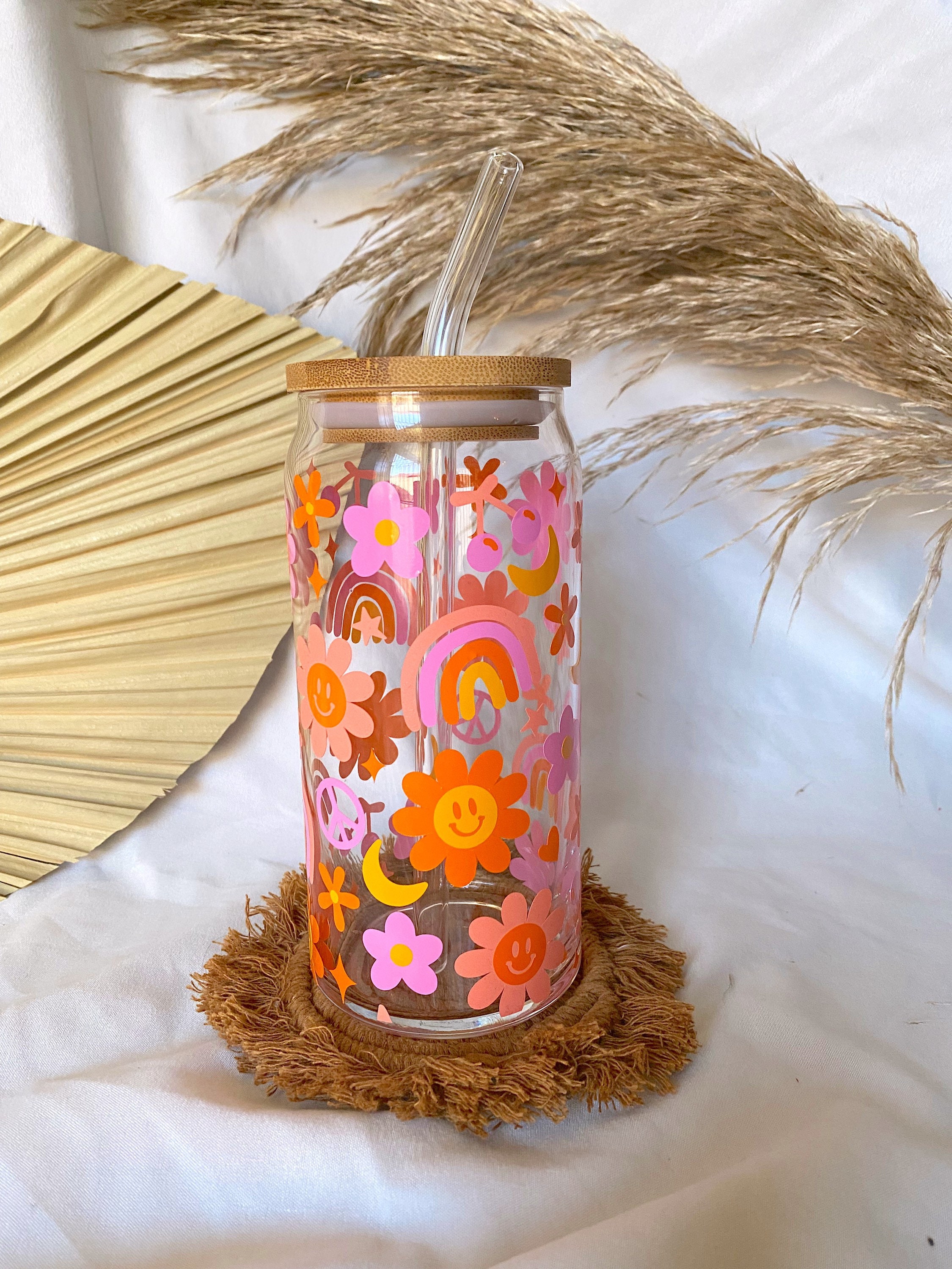 Hippie Crush Glass Cup Groovy Glass Cup Y2K Glass Cup Retro - Etsy