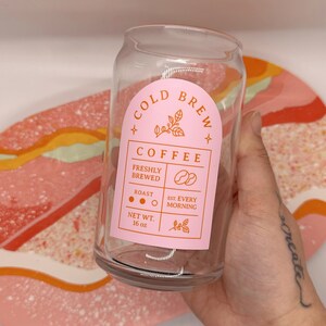 Cold Crew Glass Cup, Iced Coffee Glass Cup, Trendy Glass Cup ...