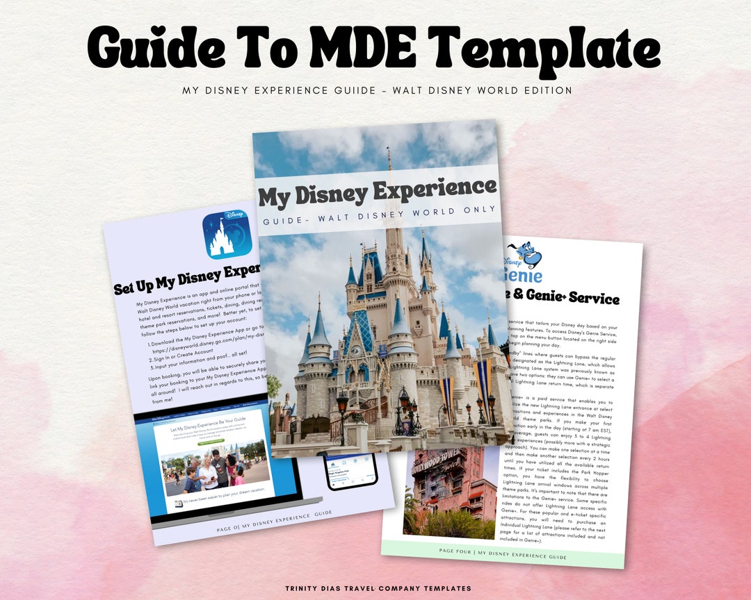WDW MDE Guide - Genie+ Guide - Travel Agent Template - Etsy