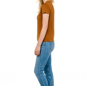 Women's Organic Cotton Crew Neck Tee Shirt in Rust - Etsy