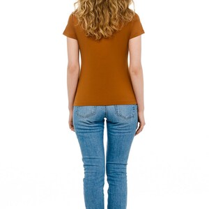 Women's Organic Cotton Crew Neck Tee Shirt in Rust - Etsy