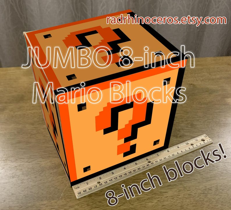 Jumbo 8-inch Super Mario Bros Style Blocks - 4 PACK - Printable Block ...