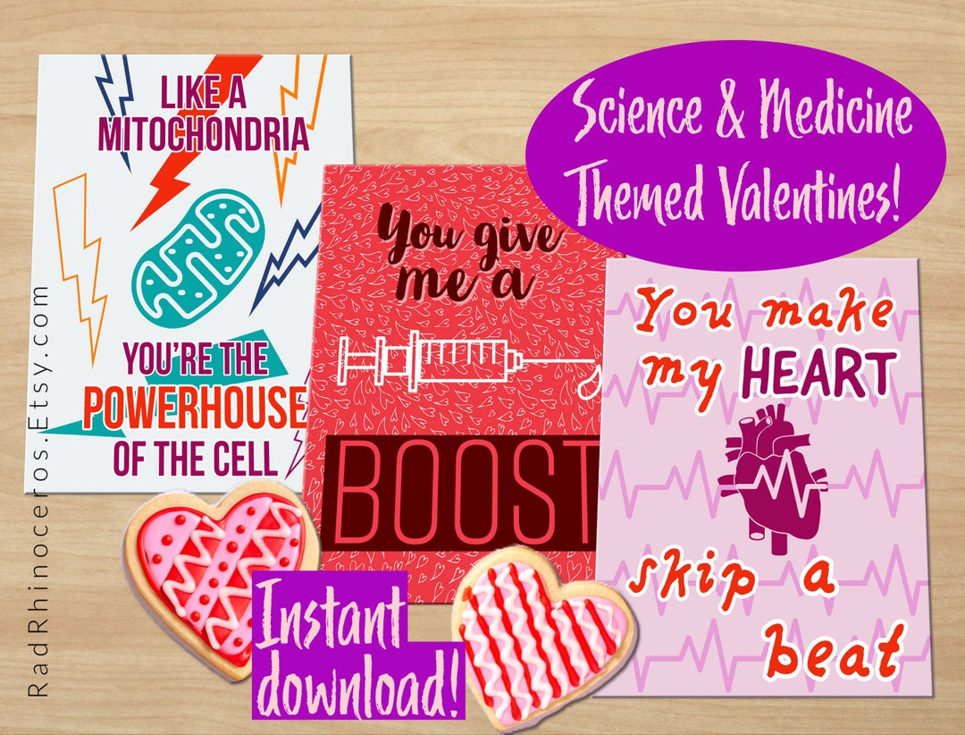 Printable Science Medical Valentines Cards, Classroom-size Cards for ...