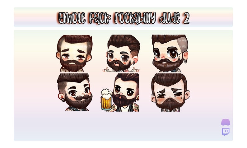 Emote Pack (twitch/discord) Rockabilly Dude 2 - Etsy