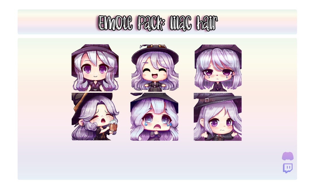 Emote Pack (twitch/discord) Lilac Hair Witch - Etsy