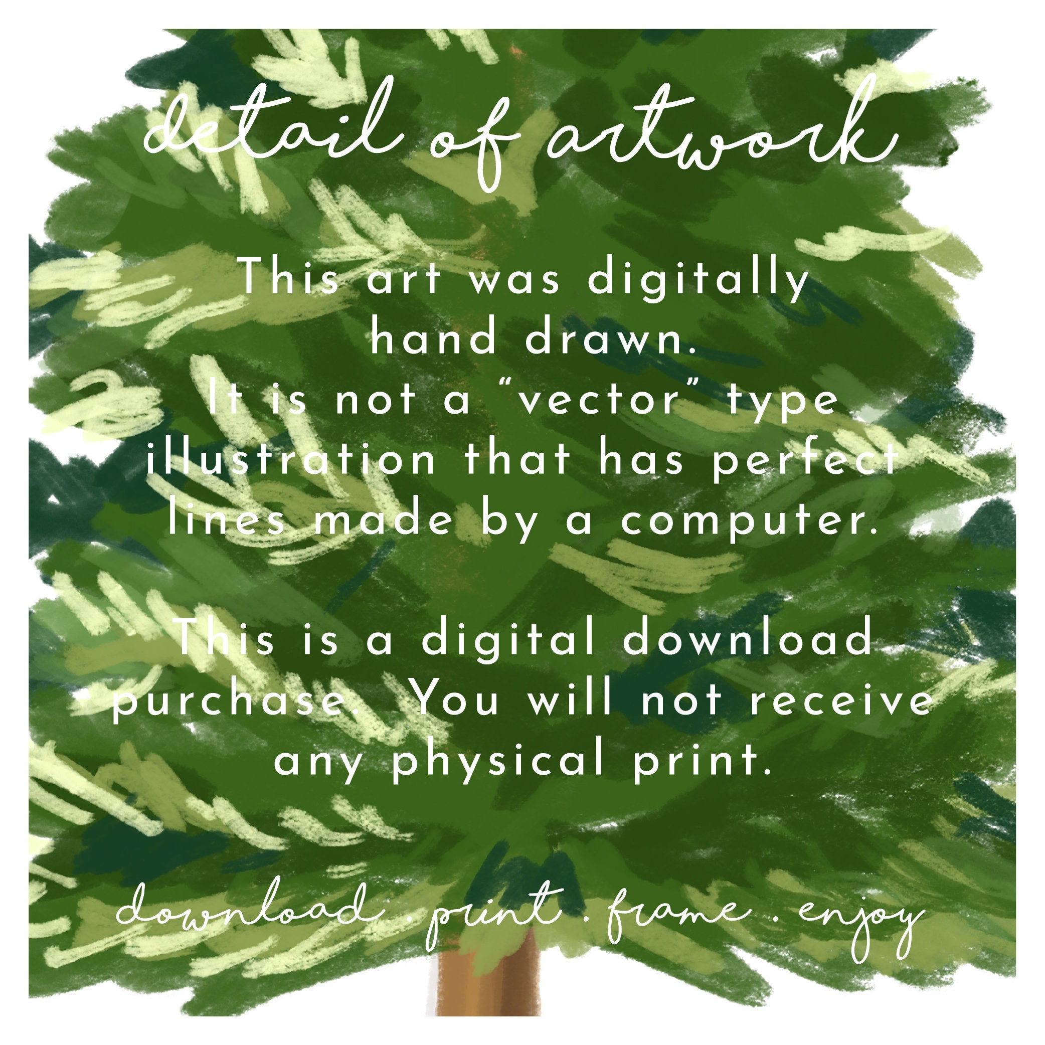 Pine Tree Art Print , DIGITAL DOWNLOAD , Tree Gift , Hand Drawn ...