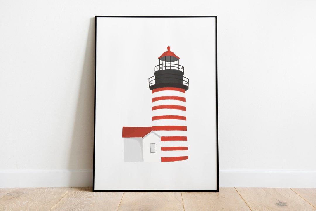 Quoddy Head Lighthouse, DIGITAL Art Print, DIGITAL DOWNLOAD, Maine ...