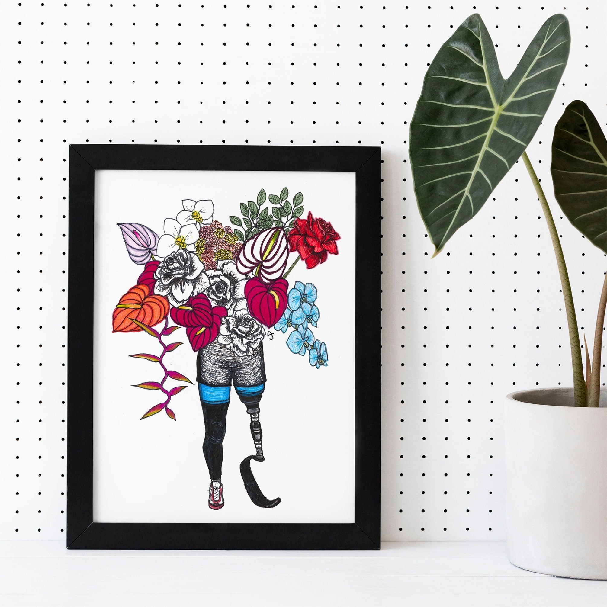 Prosthetic Leg Bouquet Amputee Plants in Pants Art Print #11 | 8x10 ...