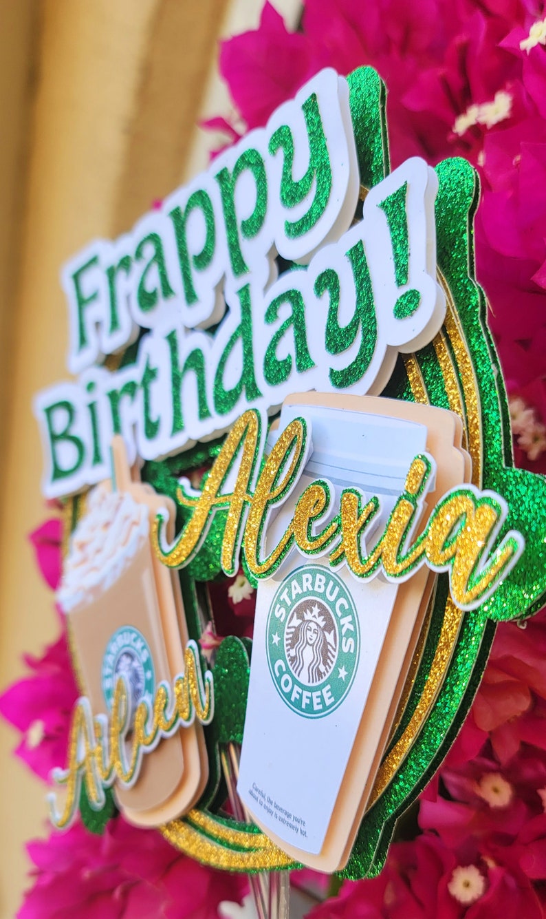 Coffee Cake Topper Theme Starbucks Name and Chose of Number - Etsy