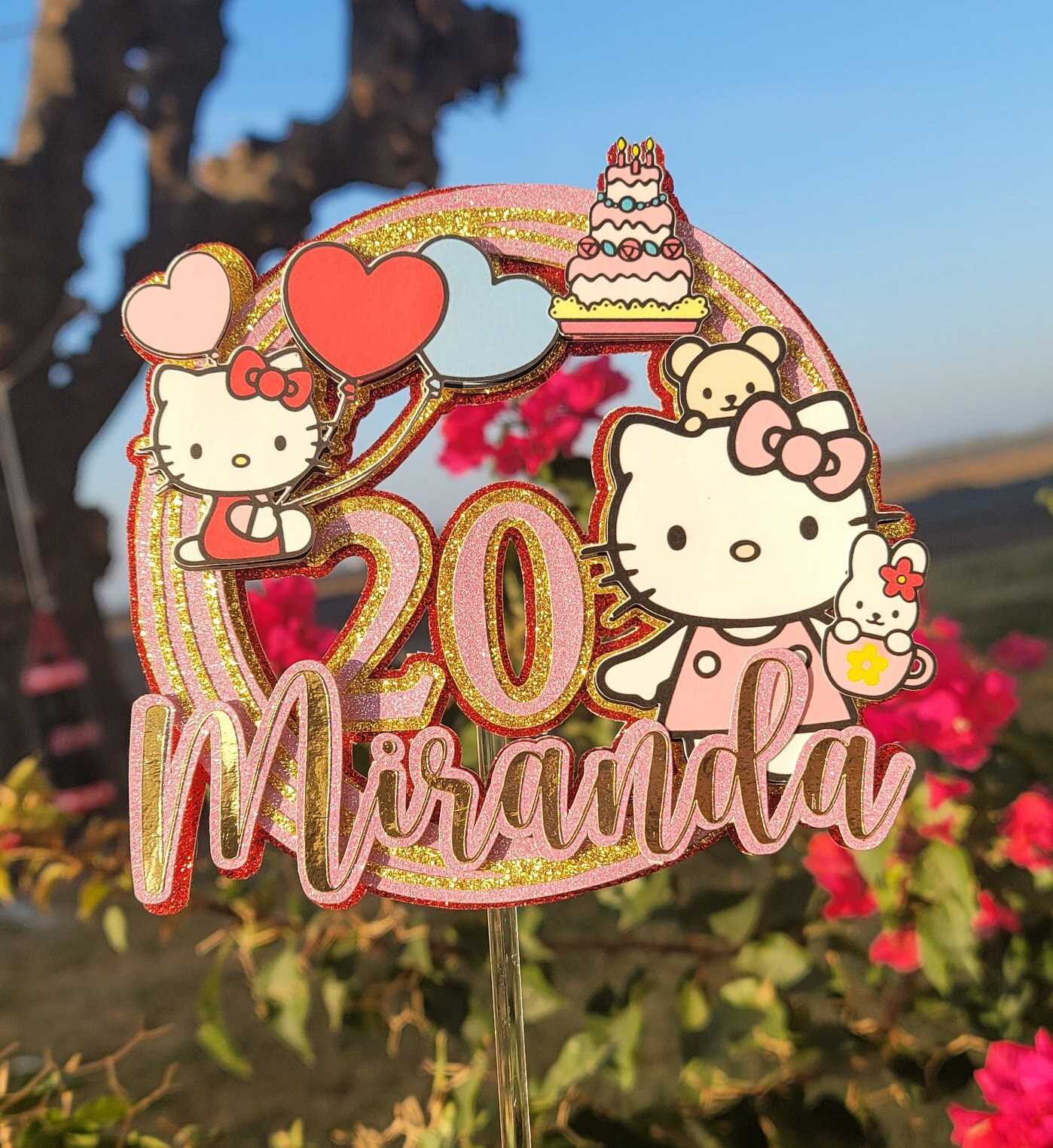 Hello Kitty Cake Topper 3D - Etsy