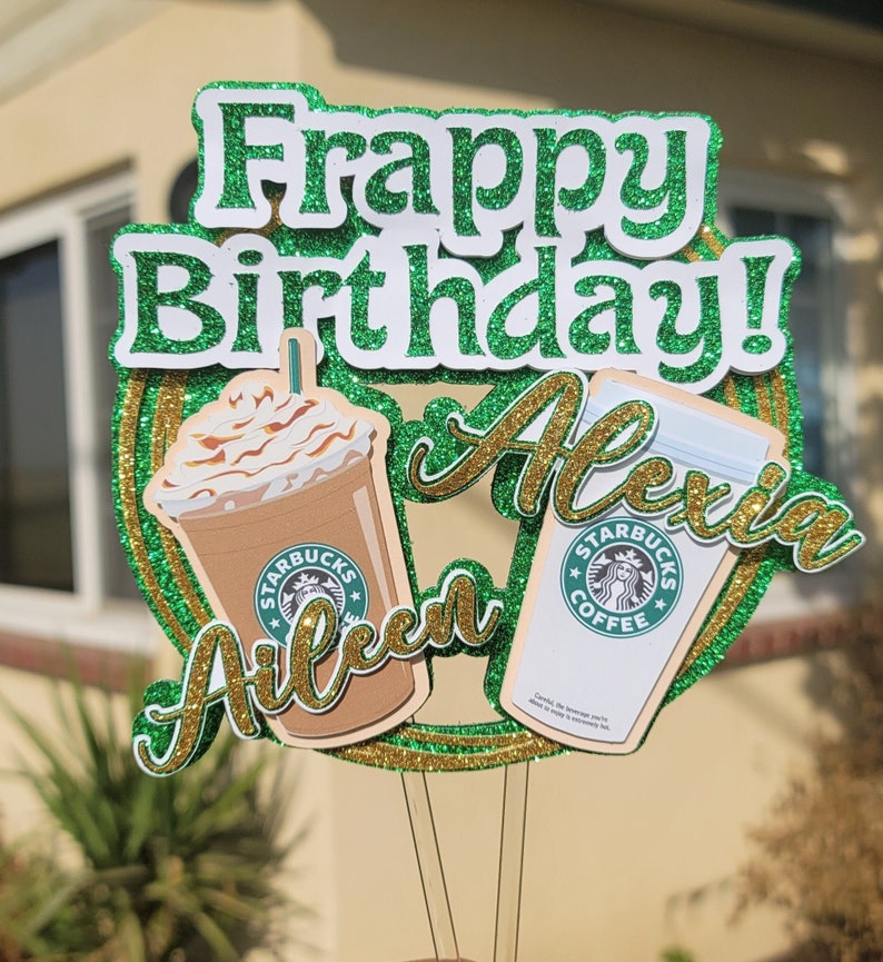 Coffee Cake Topper Theme Starbucks Name and Chose of Number - Etsy