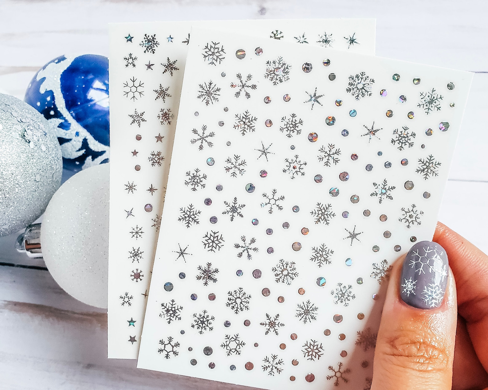 Holographic Snowflake Nail Stickers Winter Nail Decals | Etsy