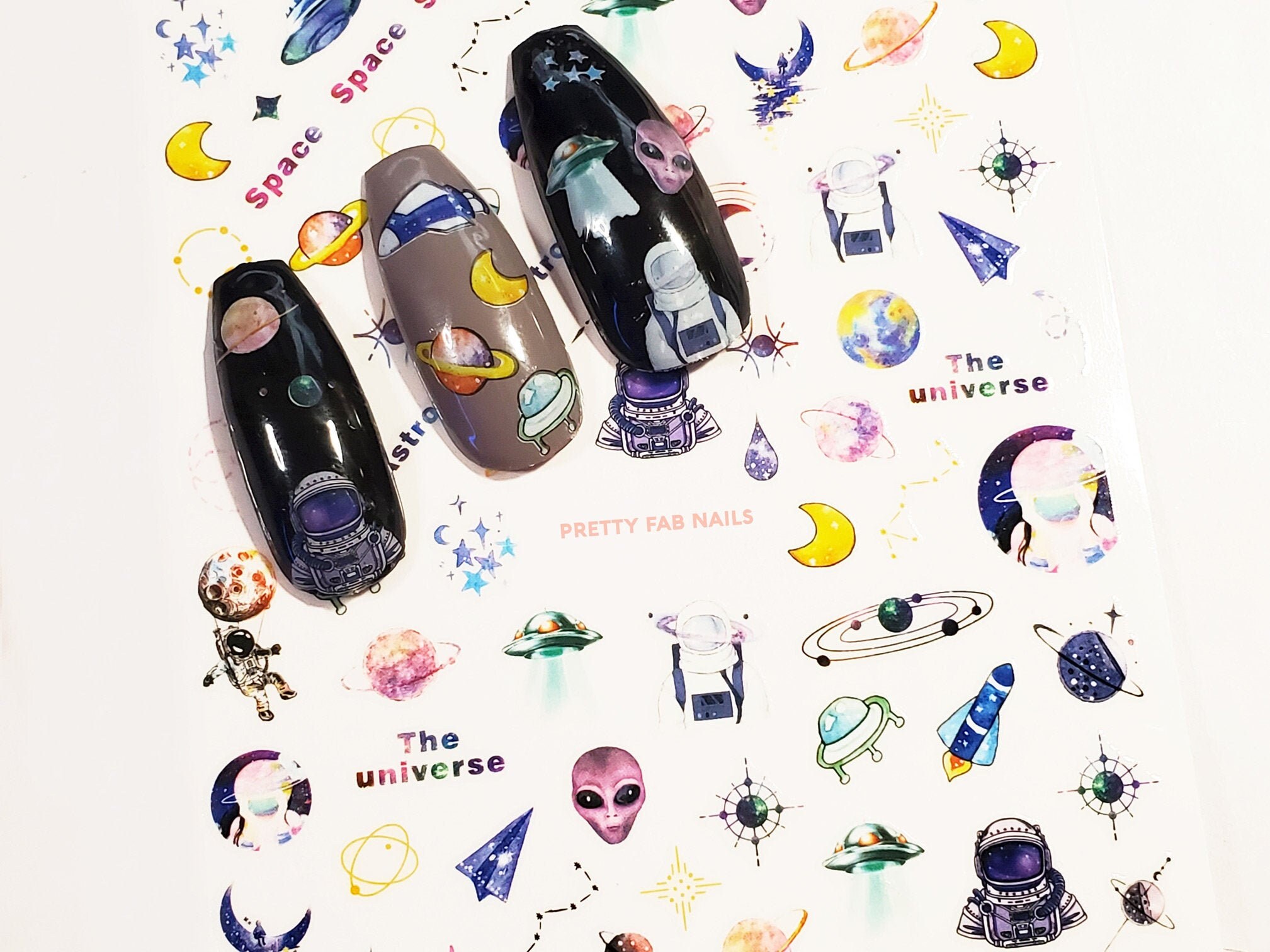 Space Nail Stickers Astronaut Alien Nail Decals - Etsy