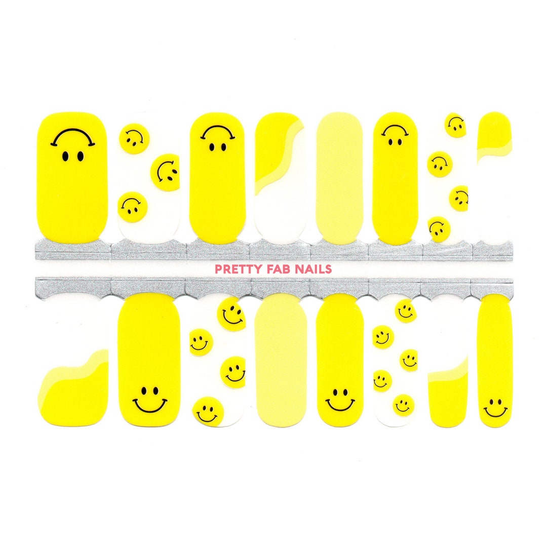 Smiley Nail Wraps, Smiley Face Nail Stickers, Negative Space Clear ...