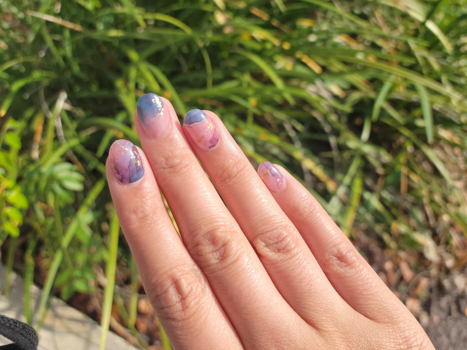 Midnight Marble Nail Wraps With Gold Flake Accents Blue - Etsy