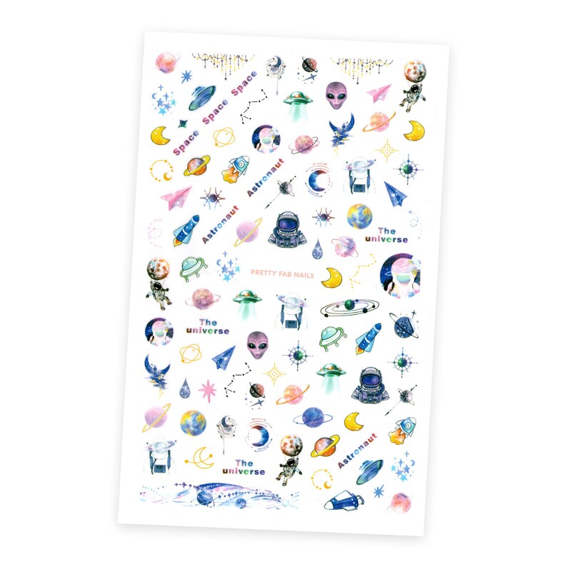 Space Nail Stickers Astronaut Alien Nail Decals - Etsy