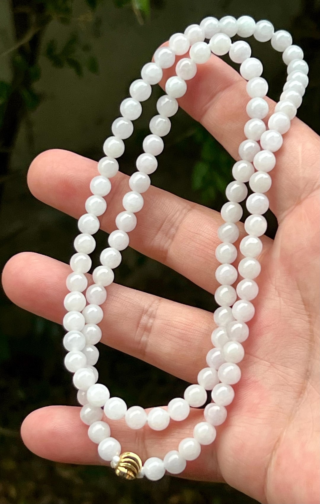 Burmese Certified Grade A Jadeite Beaded Necklace Certified – Icy Milky ...
